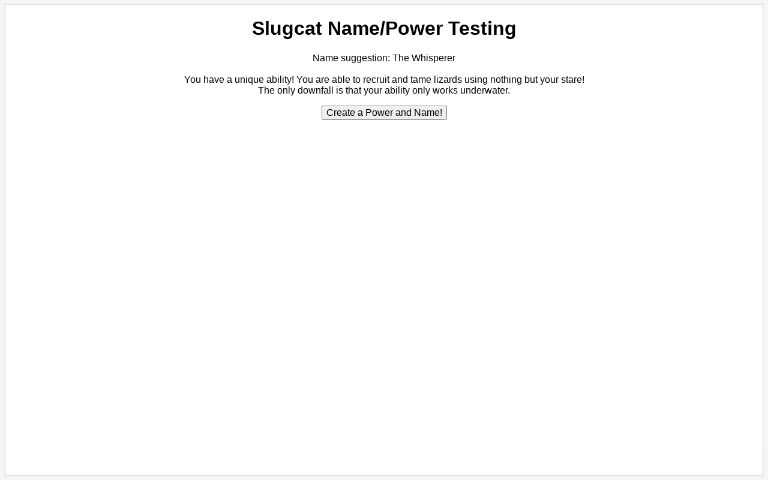Slugcat Name/Power Testing ― Perchance Generator
