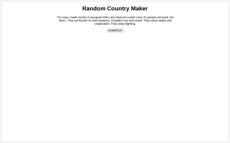 Random Country Maker ― Perchance Generator