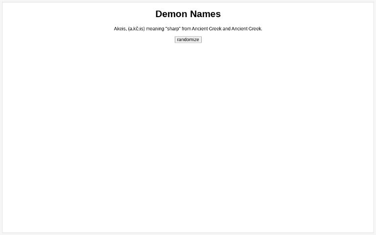 Demon Names ― Perchance Generator