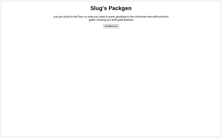 Slug's Packgen ― Perchance Generator
