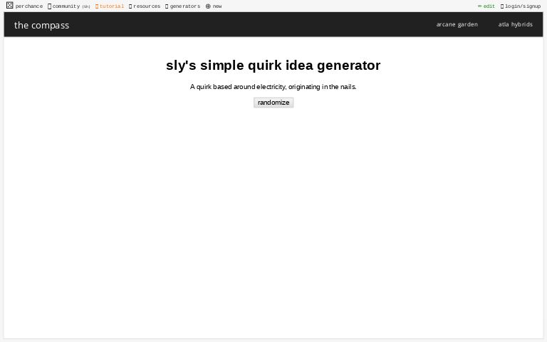 sly's simple quirk idea generator