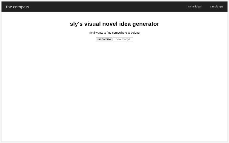 sly's visual novel idea generator