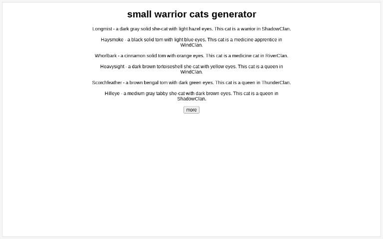 small warrior cats generator