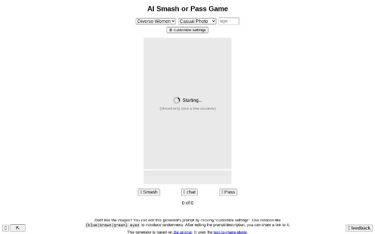 AI Smash or Pass Game ― Perchance Generator