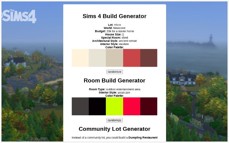 Sims 4 Build Generator