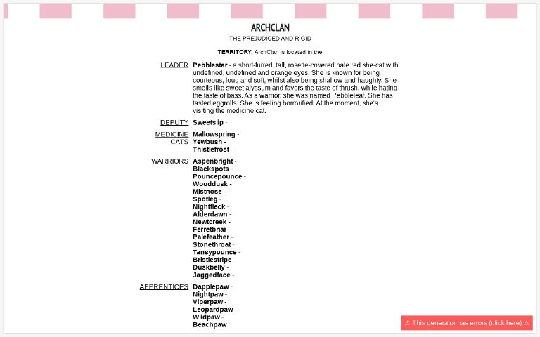 VioletClan ― Perchance Generator