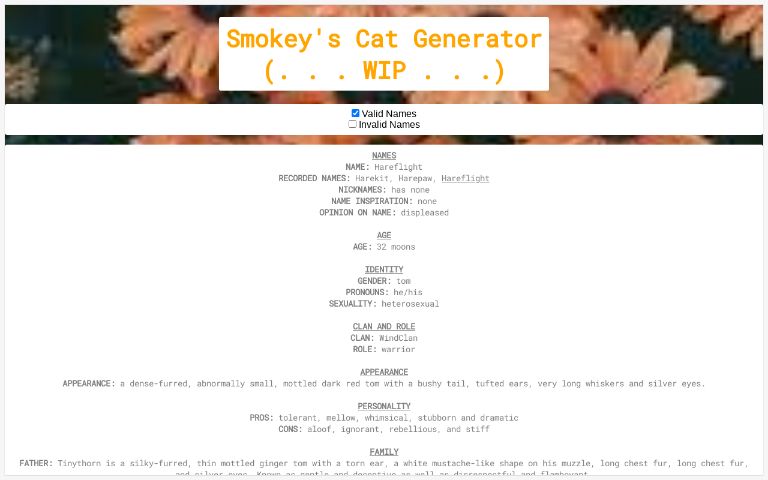 Smokey's Cat Generator (. . . WIP . . .)