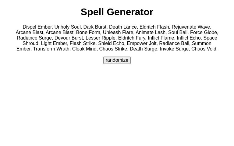 Spell Generator