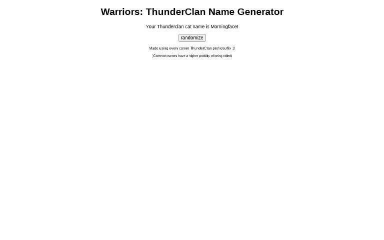 Warriors: ThunderClan Name Generator