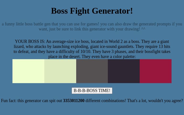 Boss Fight Generator!