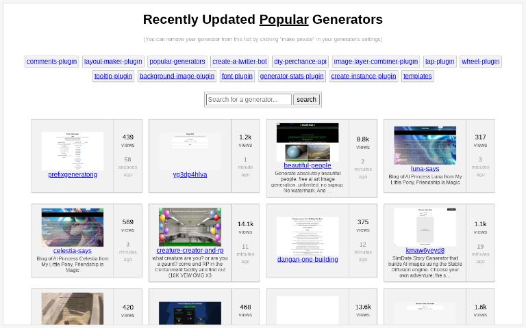 Recently Updated Popular Generators