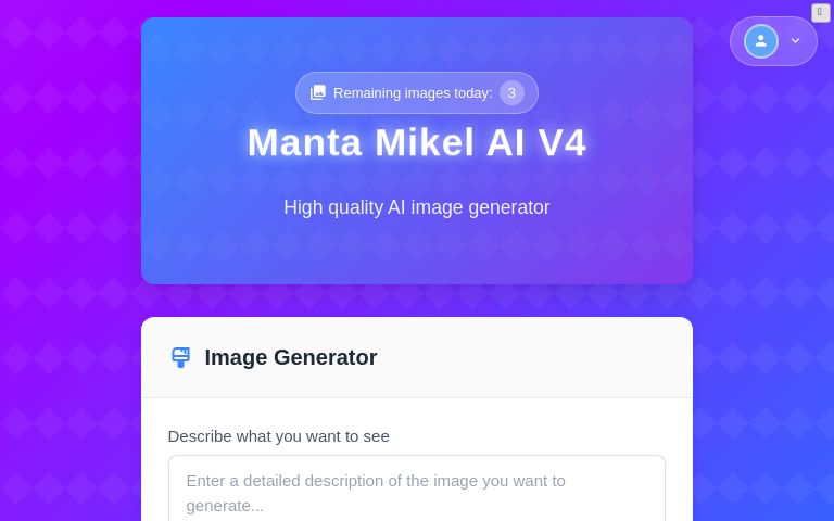Manta Mikel AI V4 ― Perchance Generator