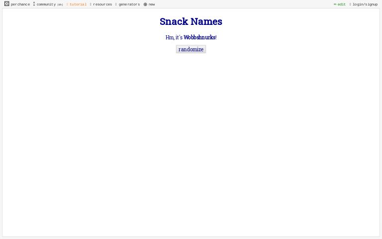 Snack Names ― Perchance Generator