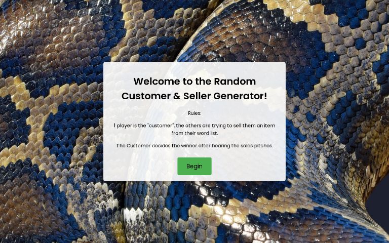 Welcome to the Random Customer & Seller Generator!