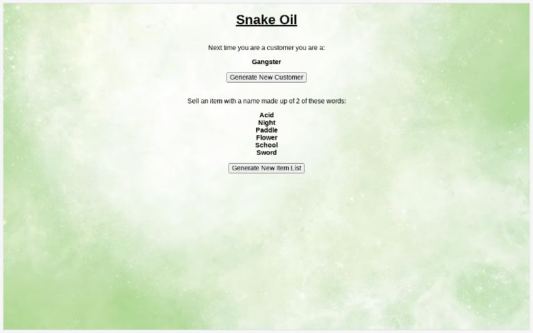 Snake Oil ― Perchance Generator