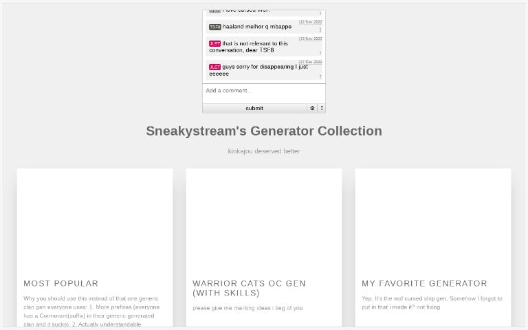 Sneakystream's Generator Collection