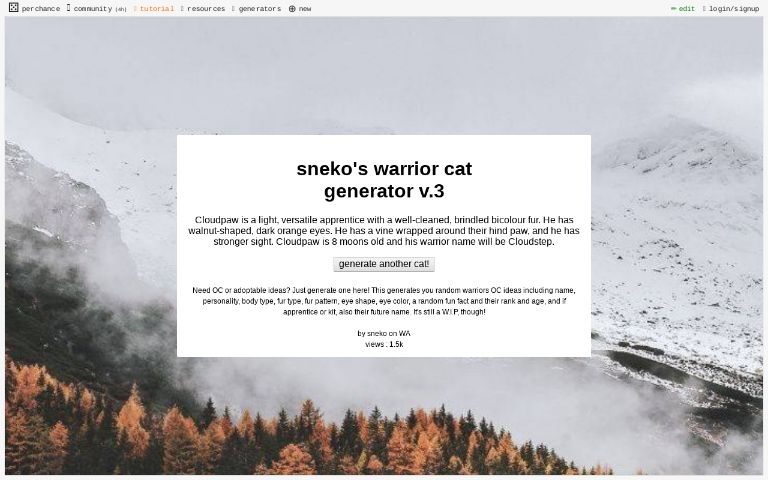 sneko's warrior catgenerator v.3