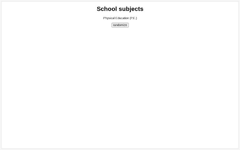 School subjects ― Perchance Generator