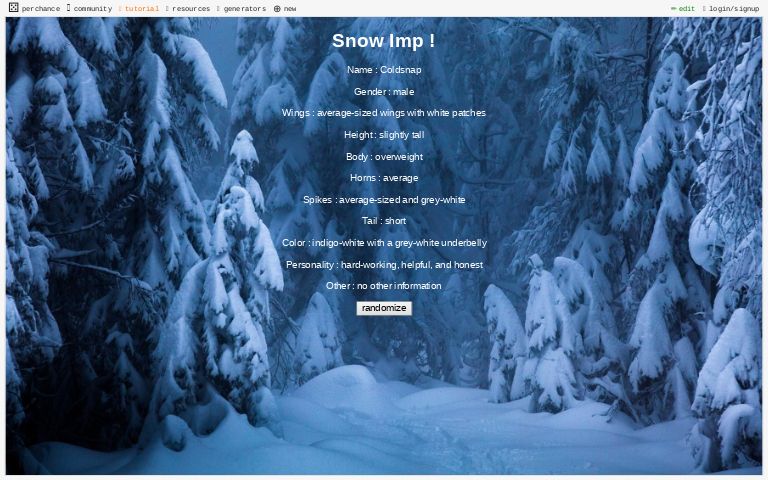 Snow Imp ! ― Perchance Generator