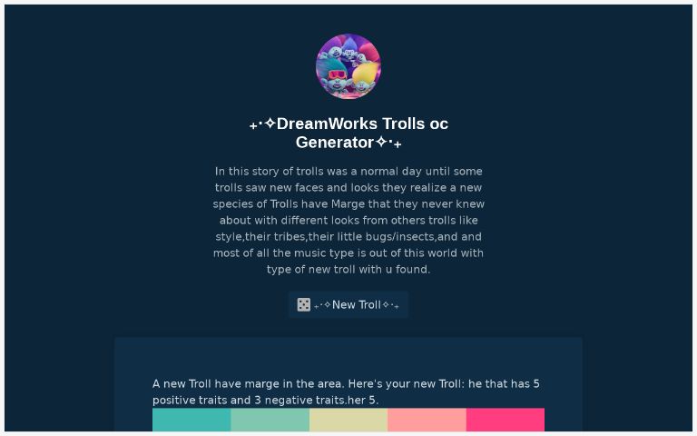 DreamWorks Trolls oc Generator ‧₊