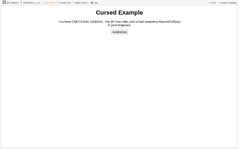 Cursed Example ― Perchance Generator