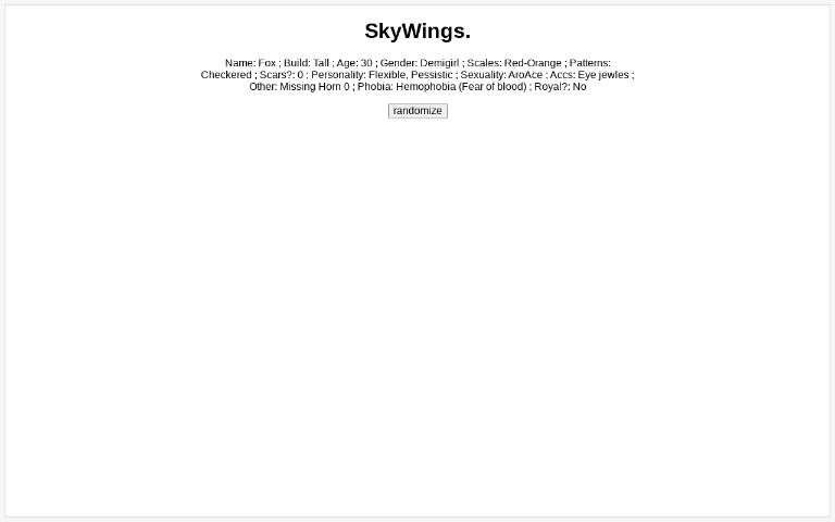 SkyWings. ― Perchance Generator