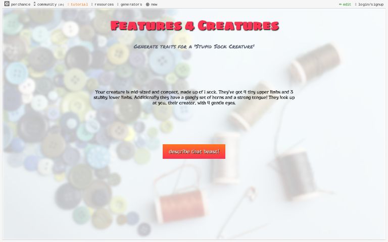 Features 4 Creatures ― Perchance Generator