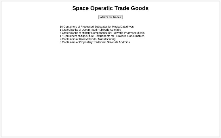 Space Operatic Trade Goods ― Perchance Generator