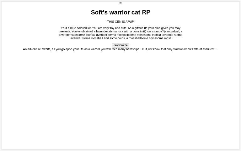 Soft's warrior cat RP ― Perchance Generator