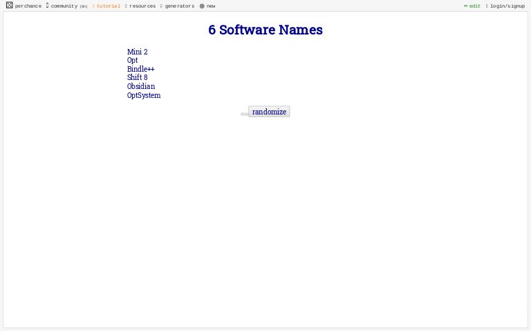 6 Software Names ― Perchance Generator
