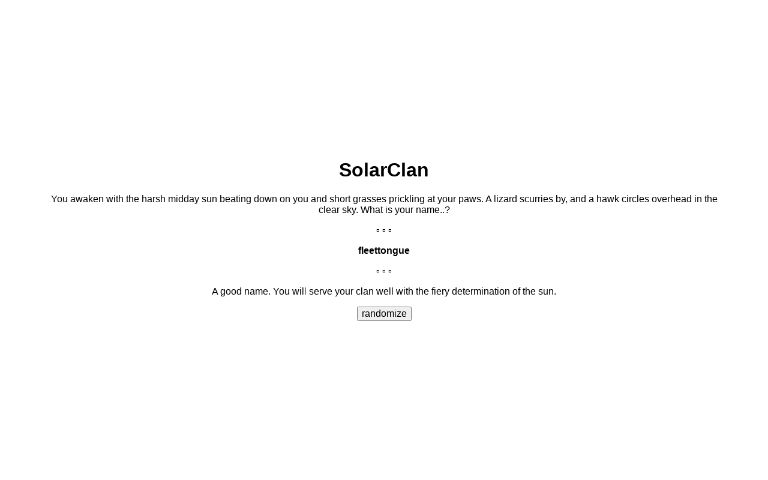SolarClan ― Perchance Generator