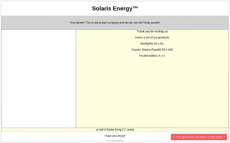 Solaris Energy™ ― Perchance Generator