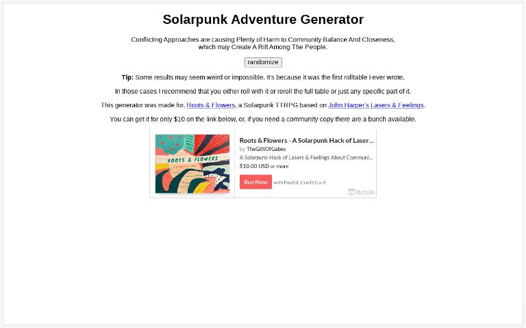 Solarpunk Adventure Generator