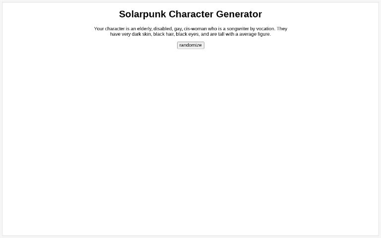 Solarpunk Character Generator