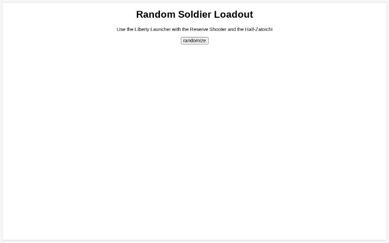 Random Soldier Loadout ― Perchance Generator