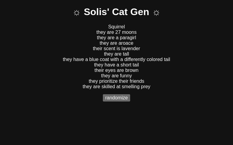 Solis' Cat Gen ☼