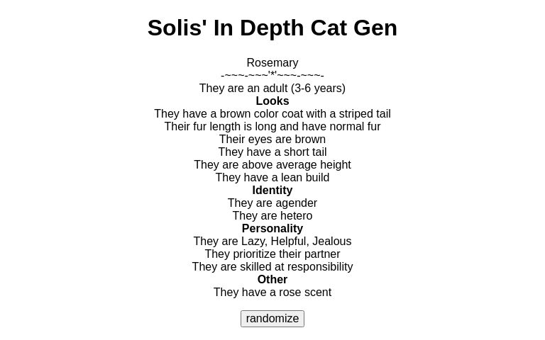 Solis' In Depth Cat Gen