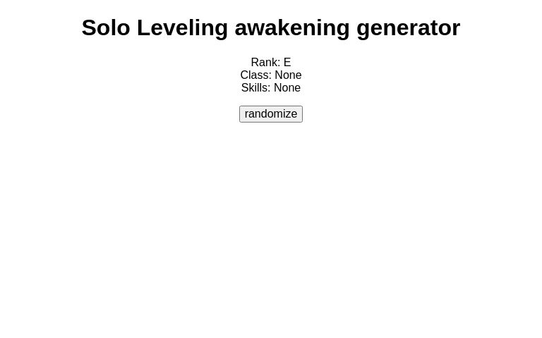 Solo Leveling awakening generator