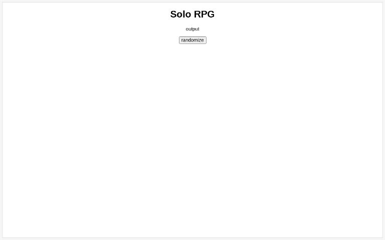 Solo RPG ― Perchance Generator