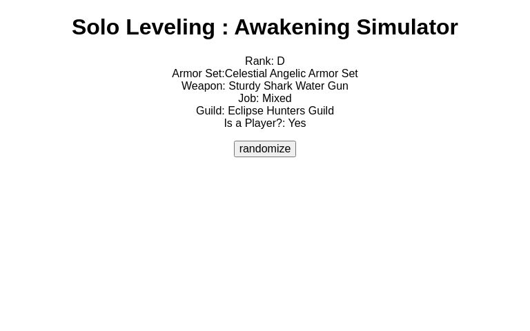 Solo Leveling : Awakening Simulator ― Perchance Generator