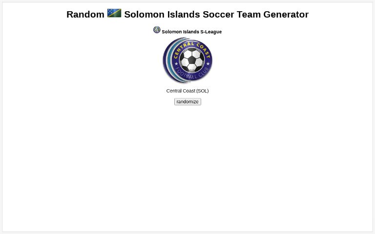 Random Solomon Islands Soccer Team Generator