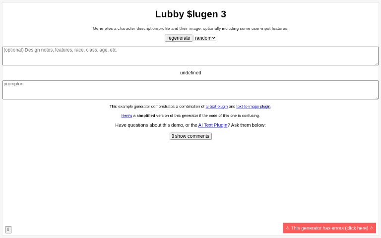 Lubby $lugen 3 ― Perchance Generator