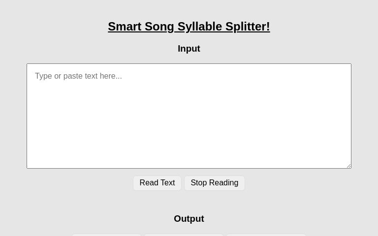 Song Syllable Splitter ― Perchance Generator