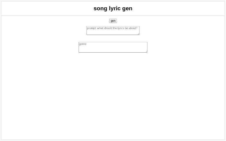 song lyric gen ― Perchance Generator