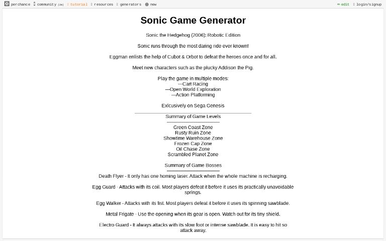 Sonic Game Generator