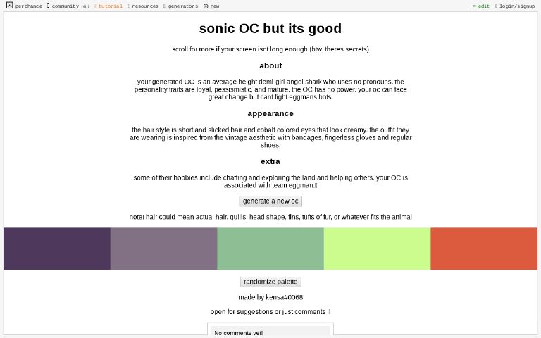 sonic OC but its good ― Perchance Generator