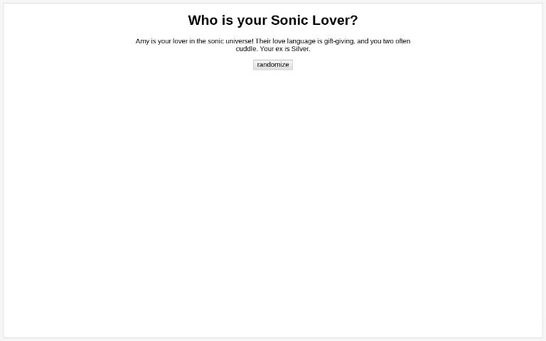 Who is your Sonic Lover? ― Perchance Generator