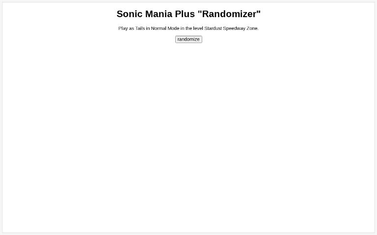 Sonic Mania Plus "Randomizer" ― Perchance Generator