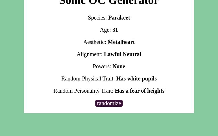 Sonic OC Generator