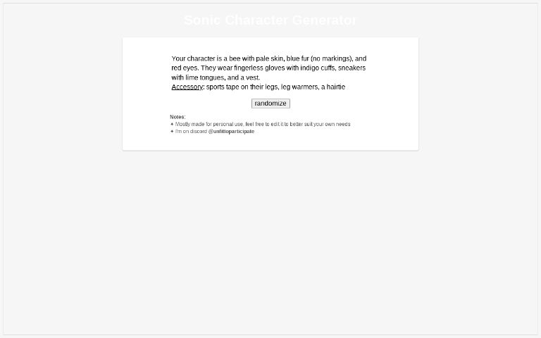 Sonic Character Generator 